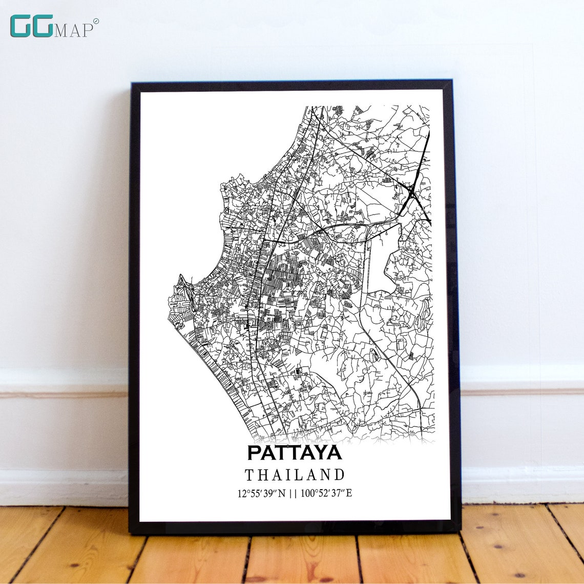City Map of PATTAYA Pattaya Classic Map Home Decor Travel Map Print Map ...