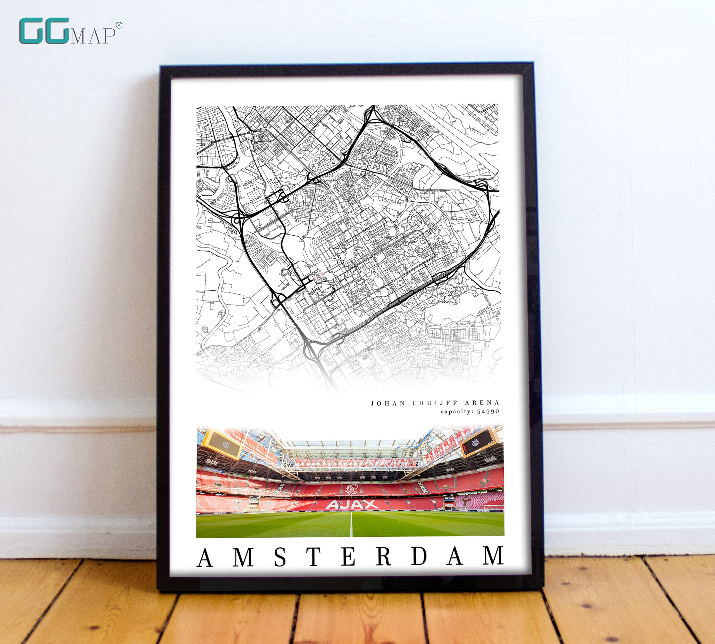 City Map of AMSTERDAM Johan Cruyff Arena Home Decor Johan - Etsy