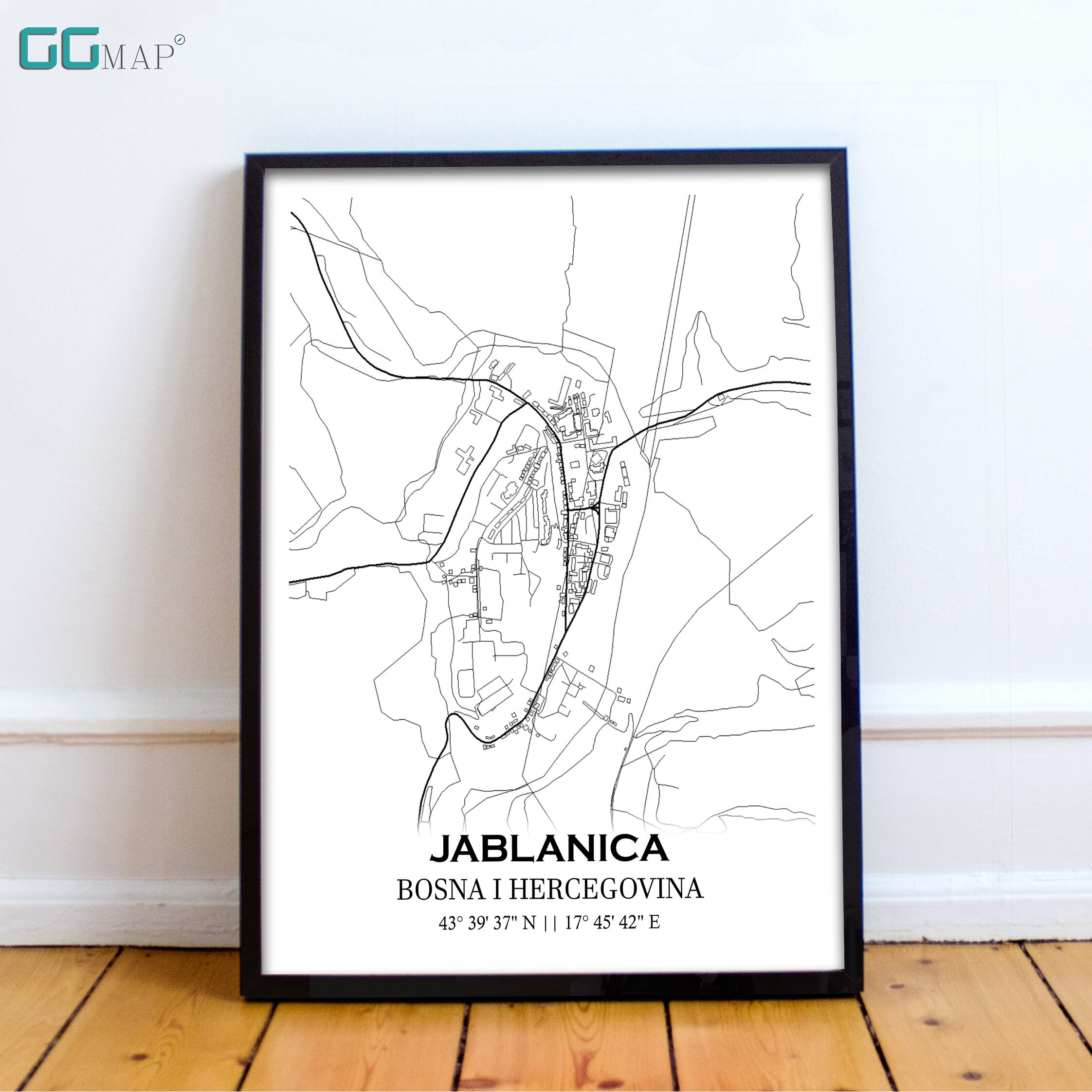 City Map of JABLANICA Jablanica Classic Map Home Decor Travel Map Print ...