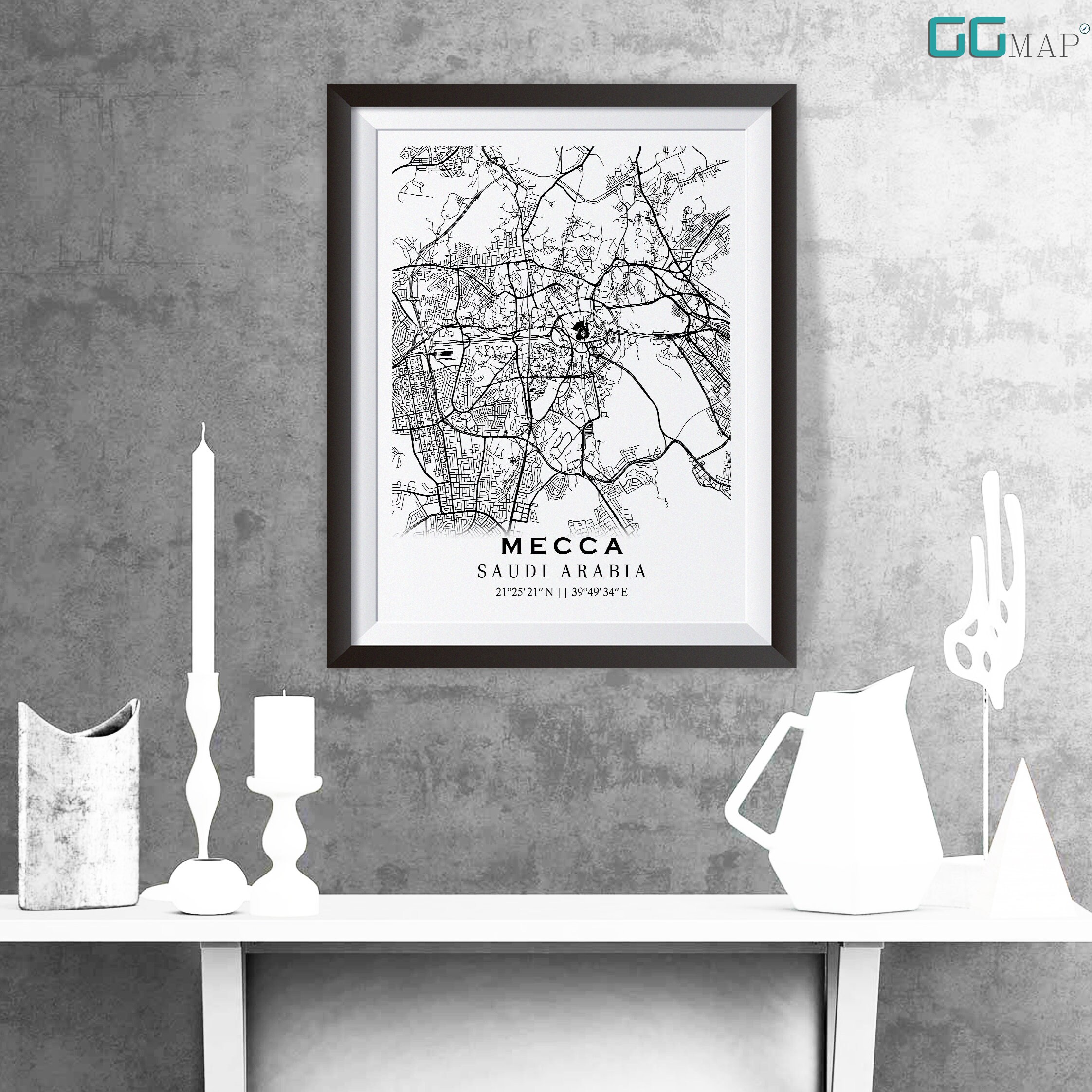 City Map of MECCA Mecca Classic Map Home Decor Travel Map Print Map ...