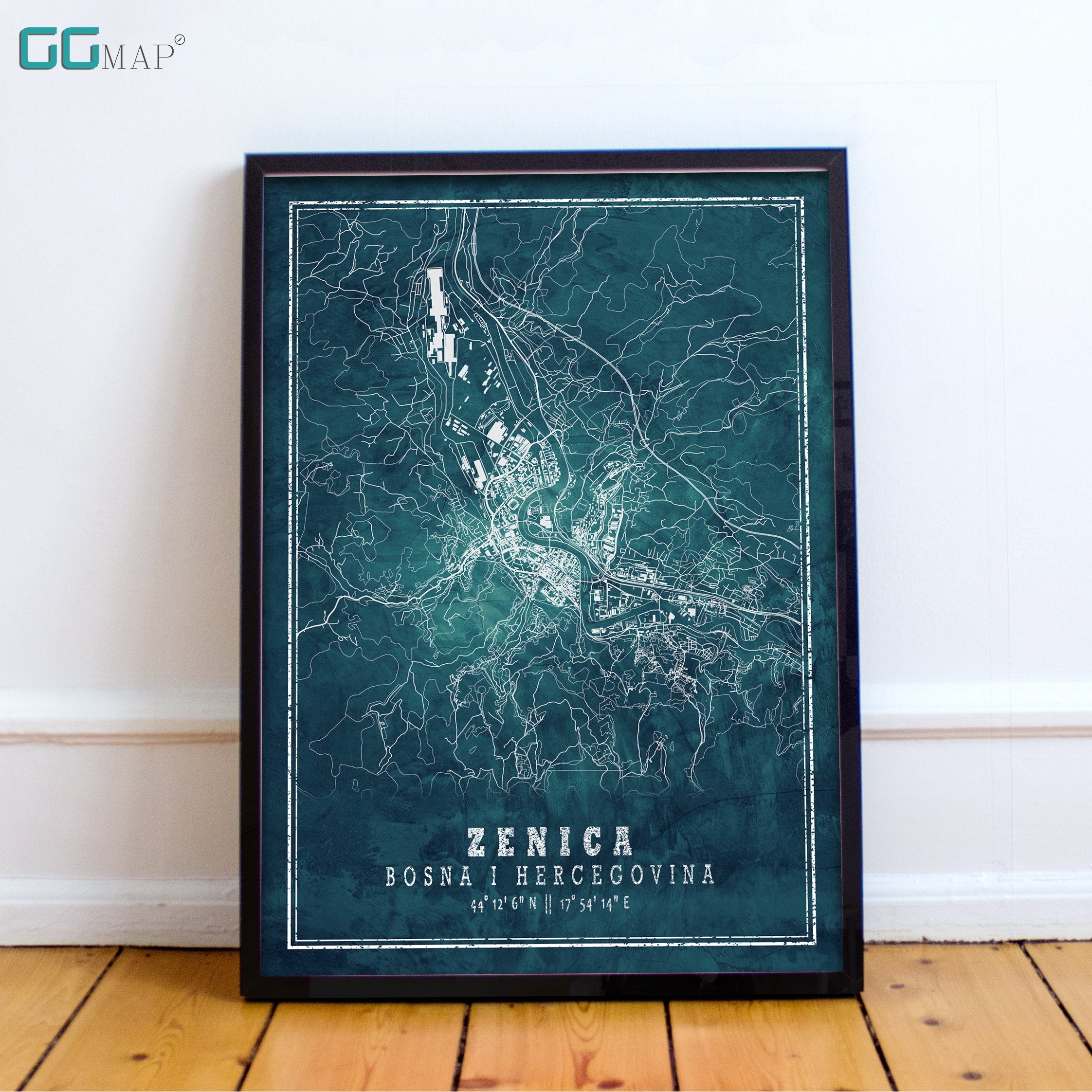 City Map of ZENICA Home Decor Wall Decor Office Map Travel Map Frozen ...