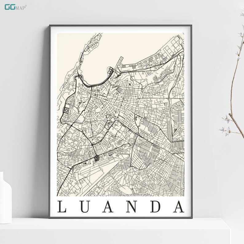 City Map of LUANDA Home Decor Wall Decor Office Map Travel Map Print ...