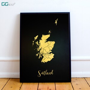 SCOTLAND Map Scotland Gold Map Travel Poster Home Decor Wall Decor ...