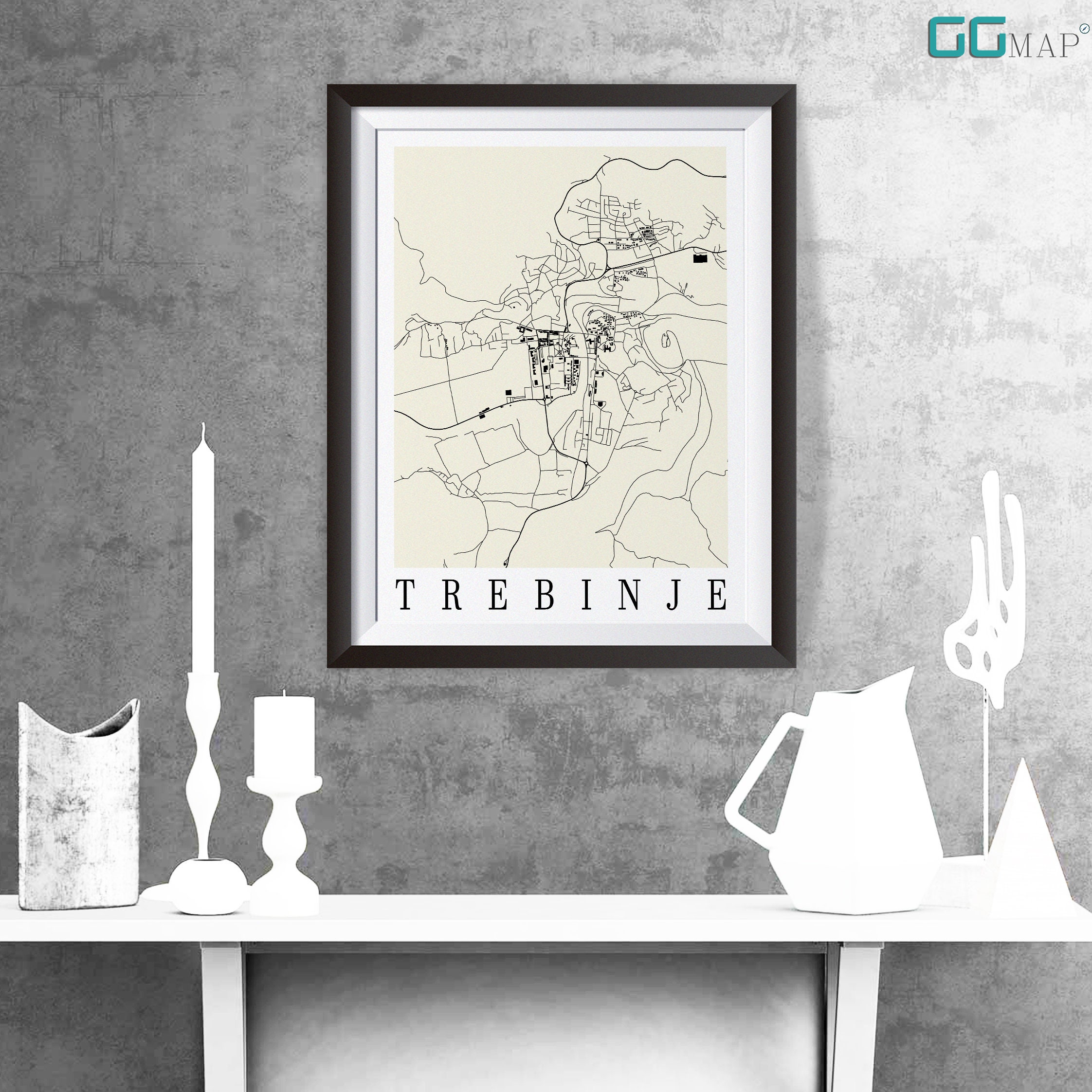 City Map of TREBINJE Home Decor Wall Decor Office Map Travel Map Print ...