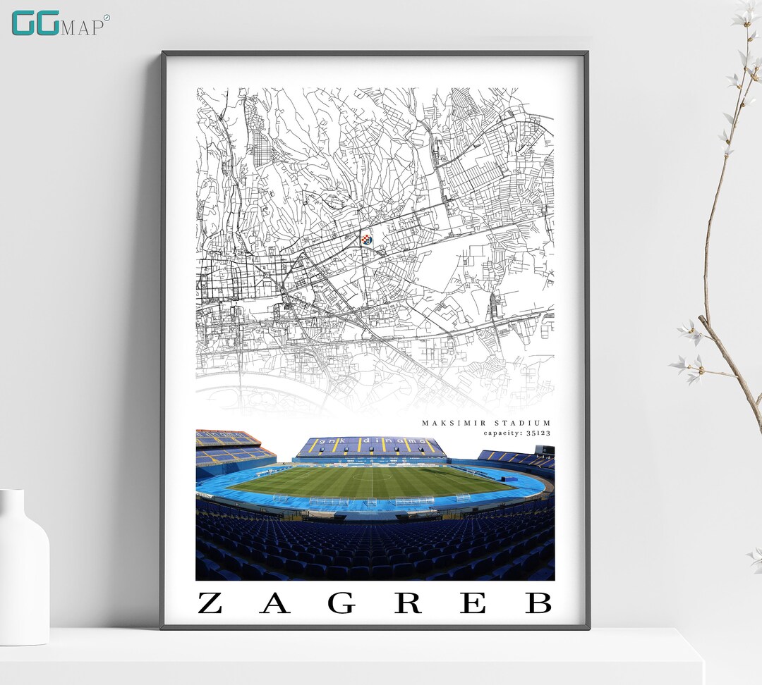 City Map of ZAGREB - Stadium Maksimir - Home Decor Stadium Maksimir ...
