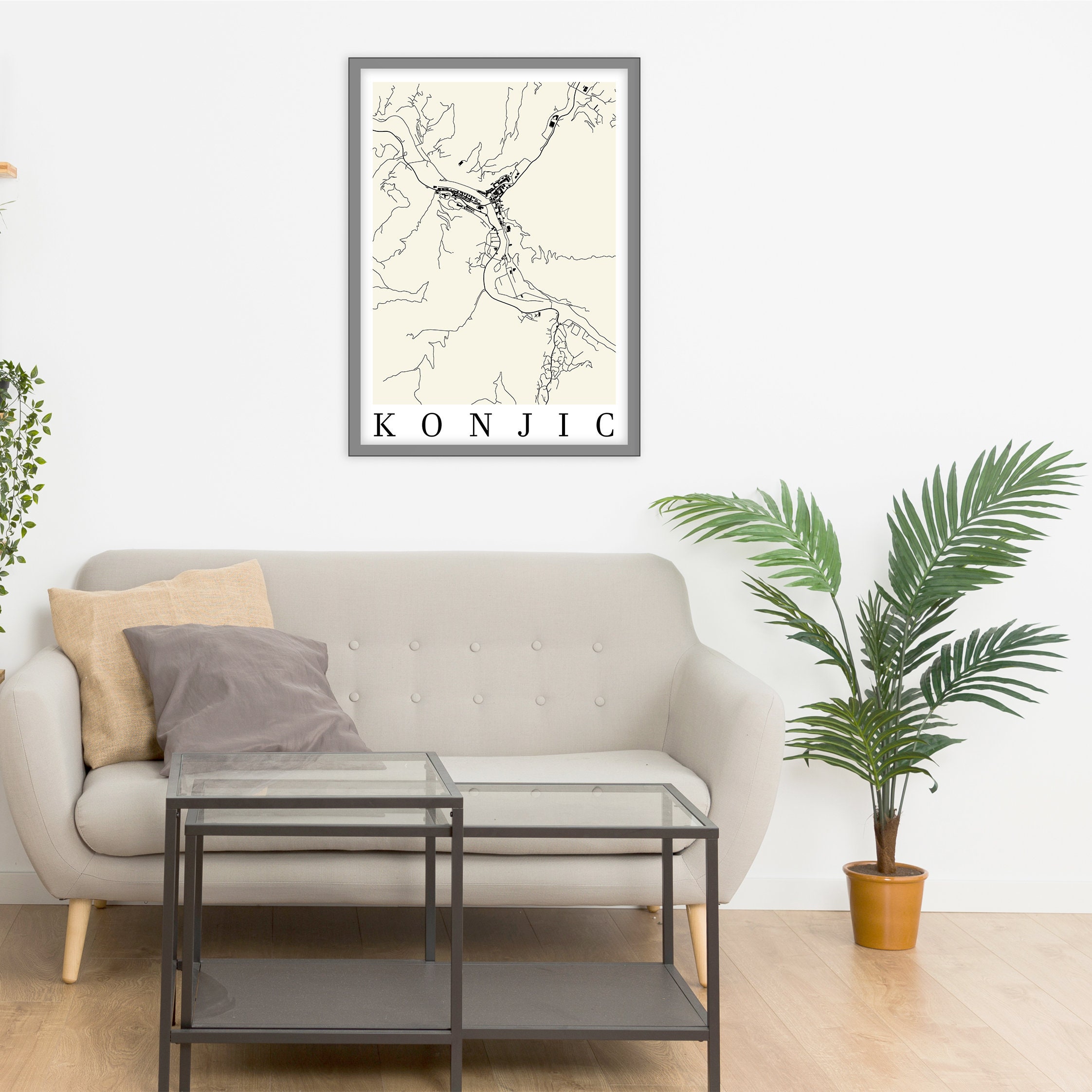 City Map of KONJIC Home Decor Wall Decor Office Map Travel Map Print ...