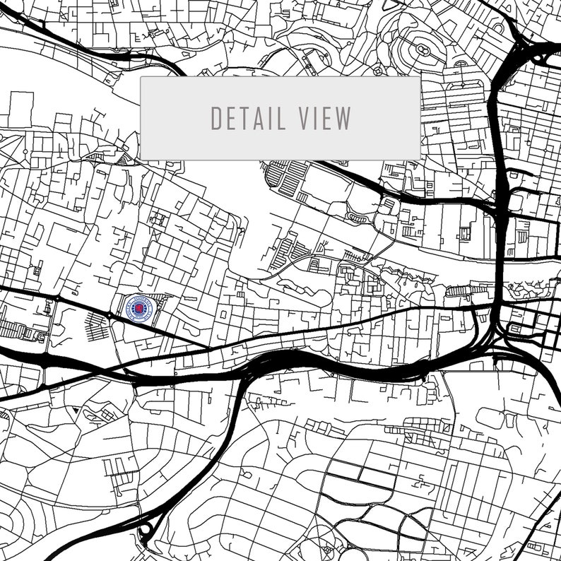 City Map of GLASGOW Ibrox Stadium Home Decor Ibrox Stadium - Etsy
