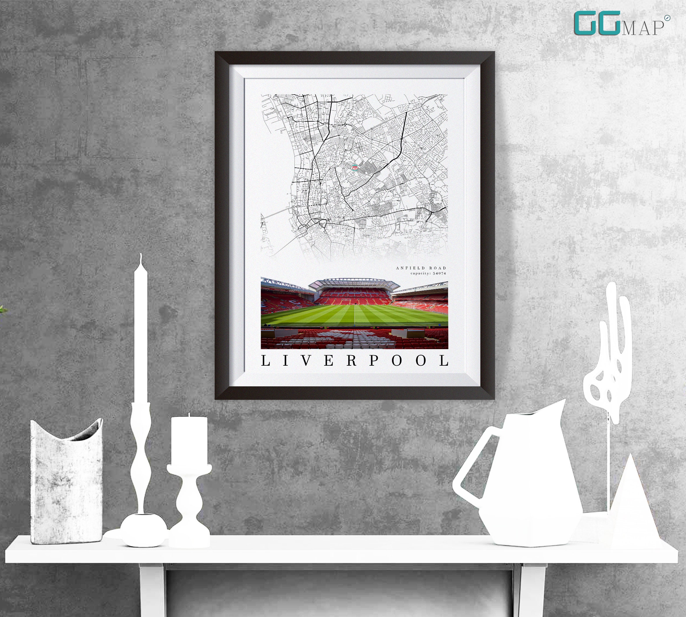 City map of LIVERPOOL Anfield Stadium Home Decor Anfield | Etsy