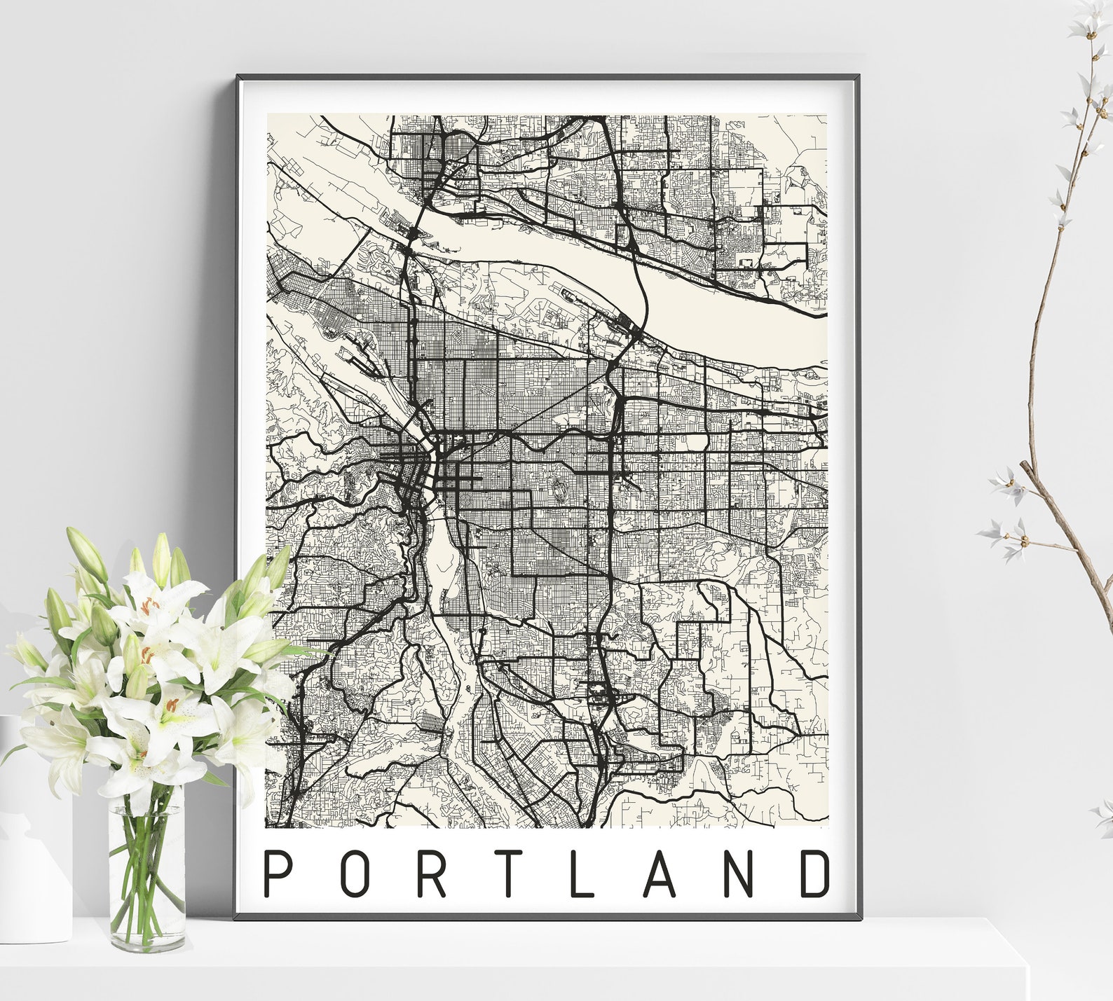 Map of PORTLAND, USA Home Decor Wall Decor Office Map Travel Map Print ...