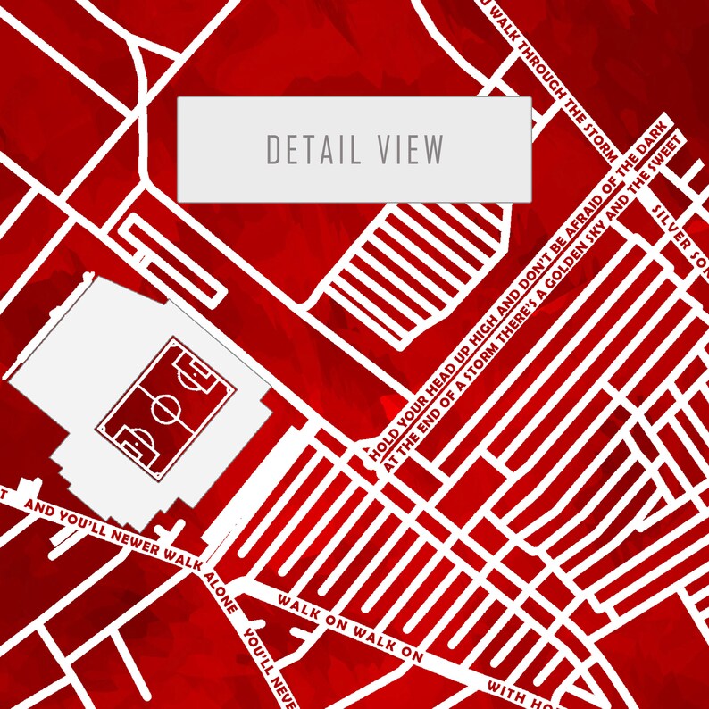 Map of ANFIELD City Map of LIVERPOOL Anfield Stadium - Etsy