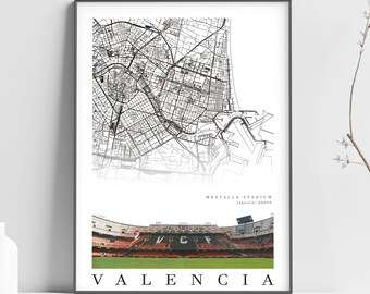 City Map of VILLARREAL Estadio El Madrigal Home Decor | Etsy