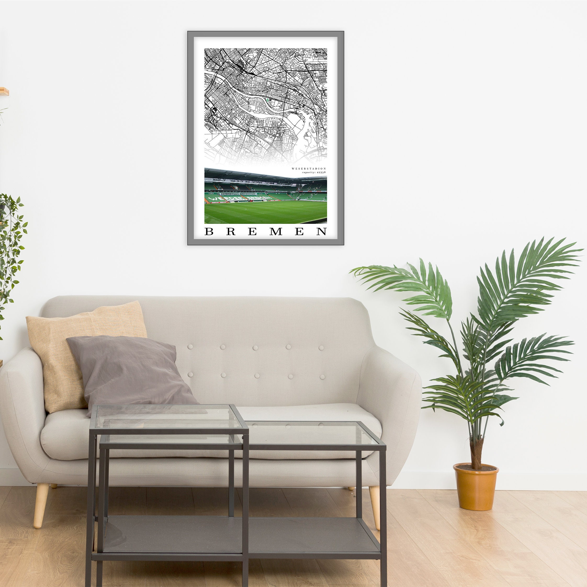 City Map of BREMEN Weserstadion Home Decor Weserstadion Print Map ...