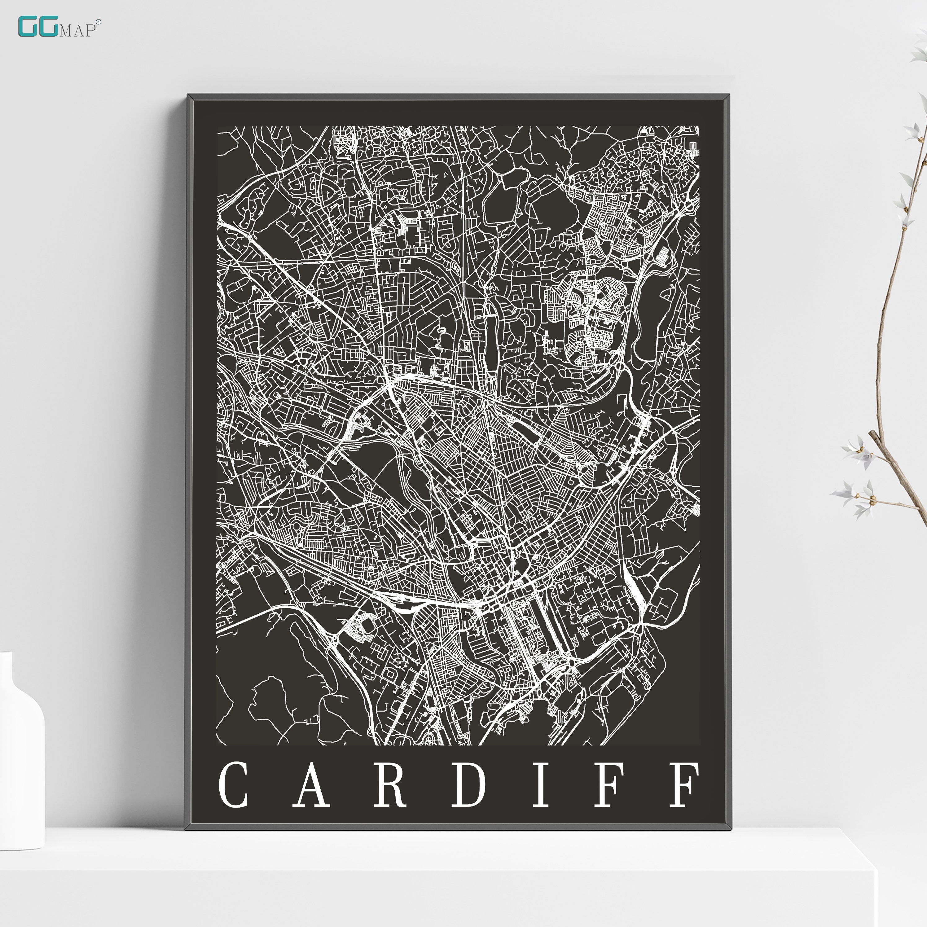 City Map of CARDIFF Home Decor Wall Decor Office Map Travel Map Print ...