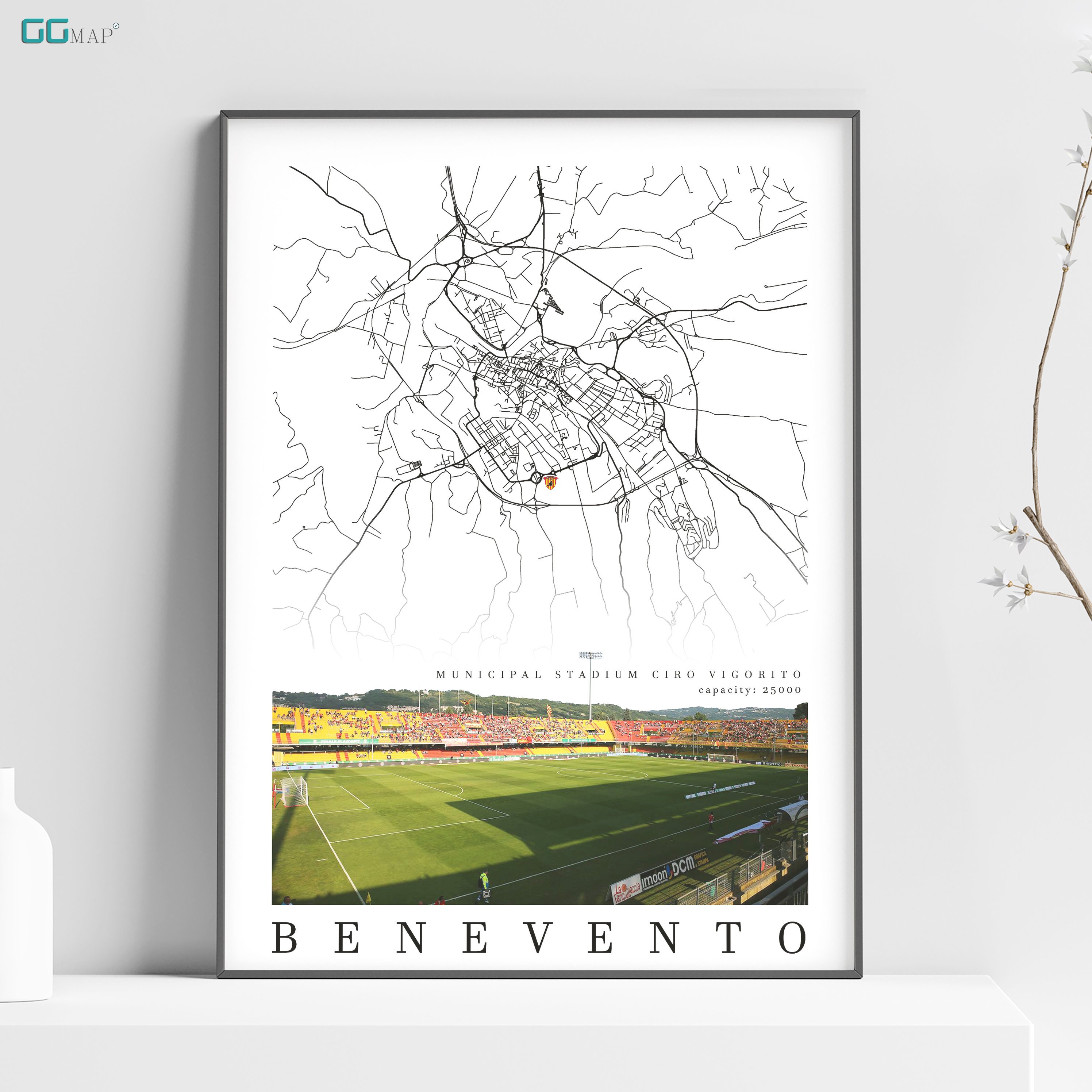 City Map of BENEVENTO BENEVENTO CALCIO Municipal Stadium - Etsy