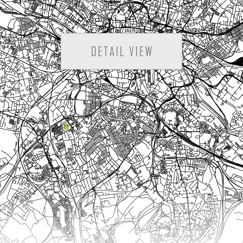 City map of LEEDS Elland Road Home Decor Elland Road | Etsy