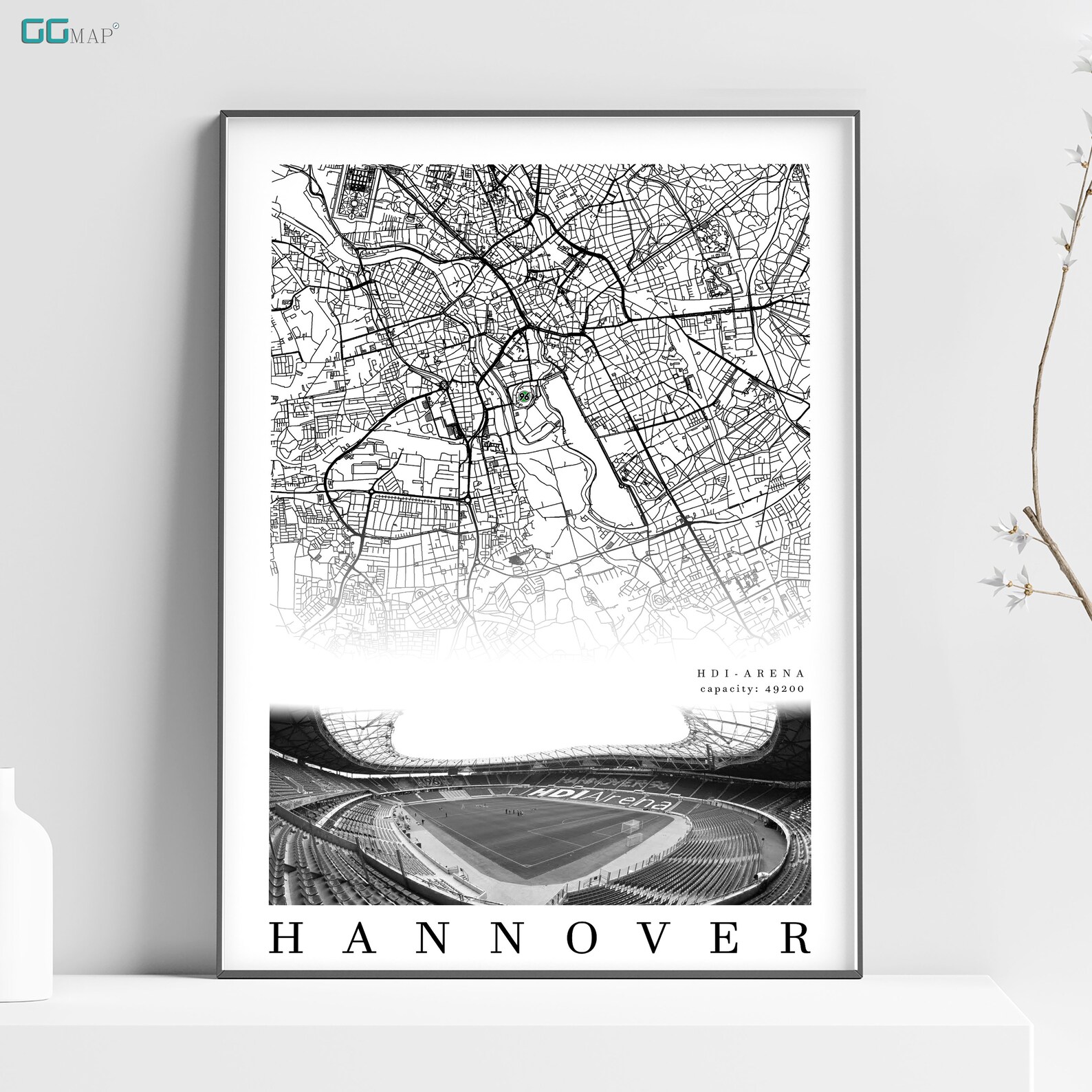 City Map of HANNOVER HDI Arena Stadion Home Decor HDI - Etsy