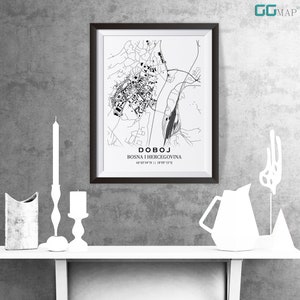 City Map of DOBOJ - Classic Map - Wall Decor - Office Map - Travel Map ...