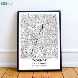 City Map of YAOUNDE Home Decor Wall Decor Office Map Travel Map Print ...