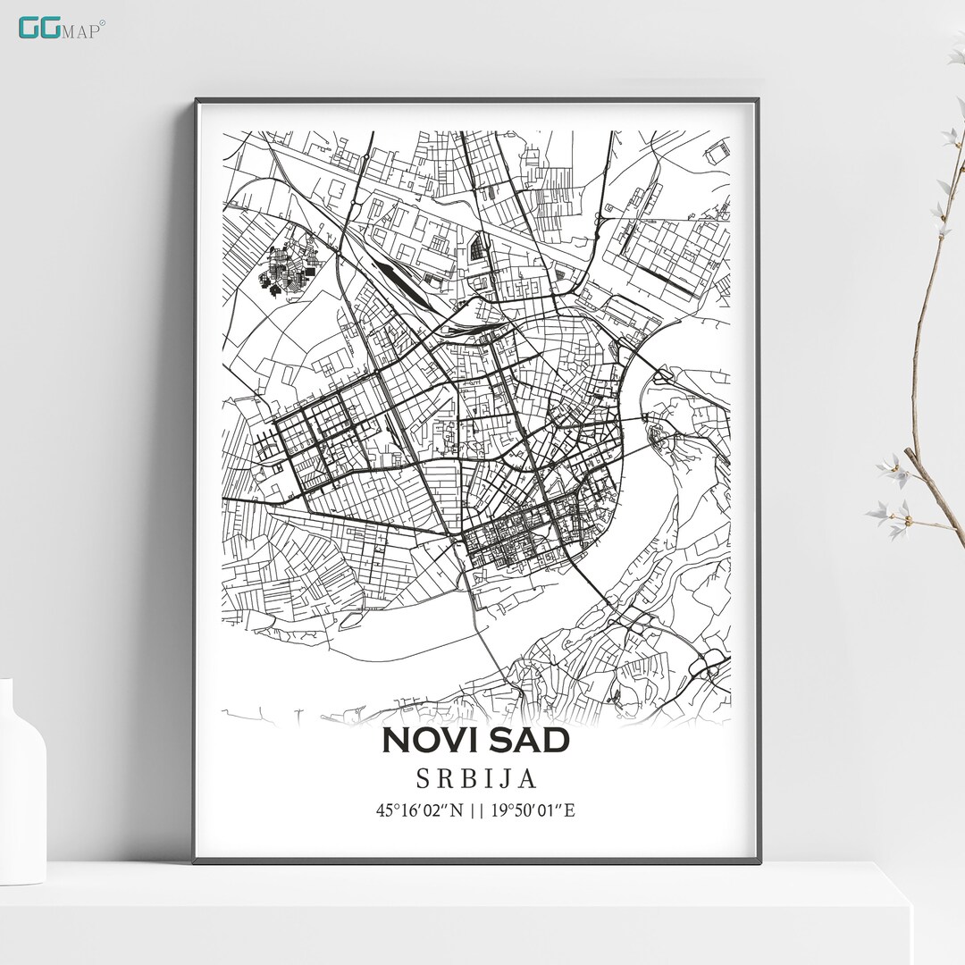 Stadtplan von NOVI SAD Home Deko Wanddeko Büro Karte Reisekarte Poster ...