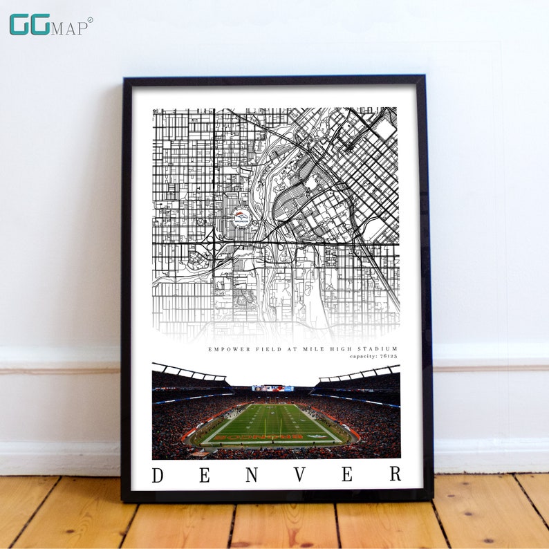 City Map of DENVER Empower Field Stadium Home Decor Denver - Etsy