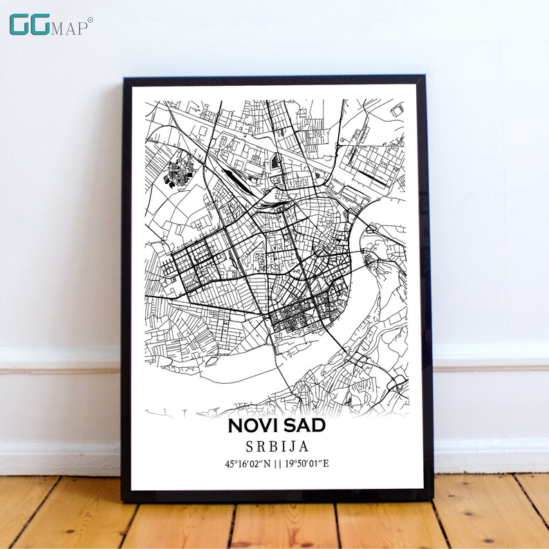 City Map of NOVI SAD Home Decor Wall Decor Office Map Travel Map Print ...