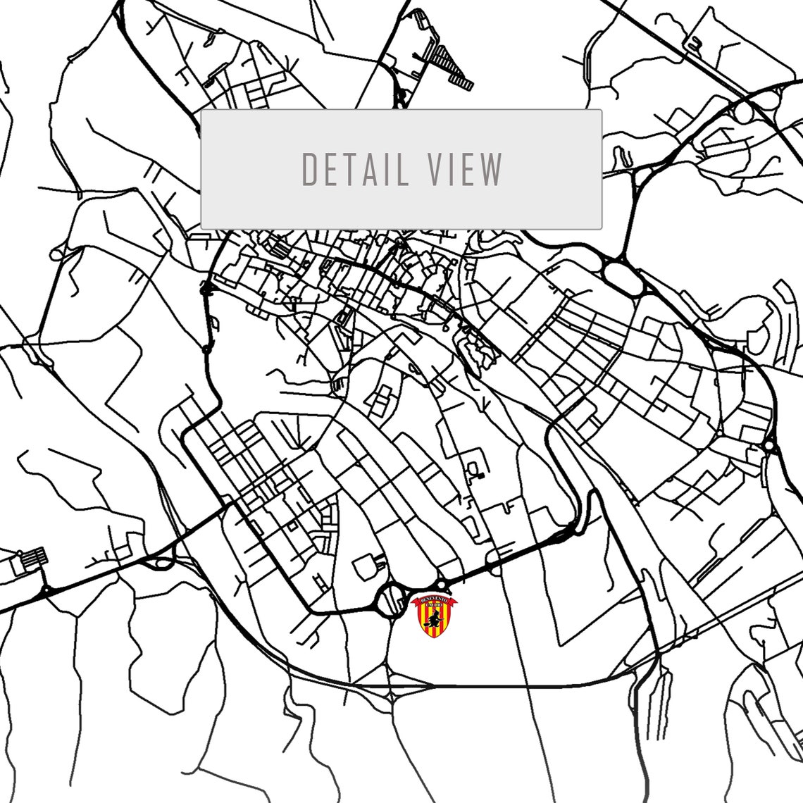 City Map of BENEVENTO BENEVENTO CALCIO Municipal Stadium - Etsy