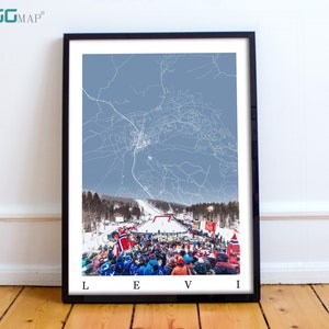 City Map of LEVI Levi Skiing Home Decor Levi Skiing Adventure Levi Gift ...