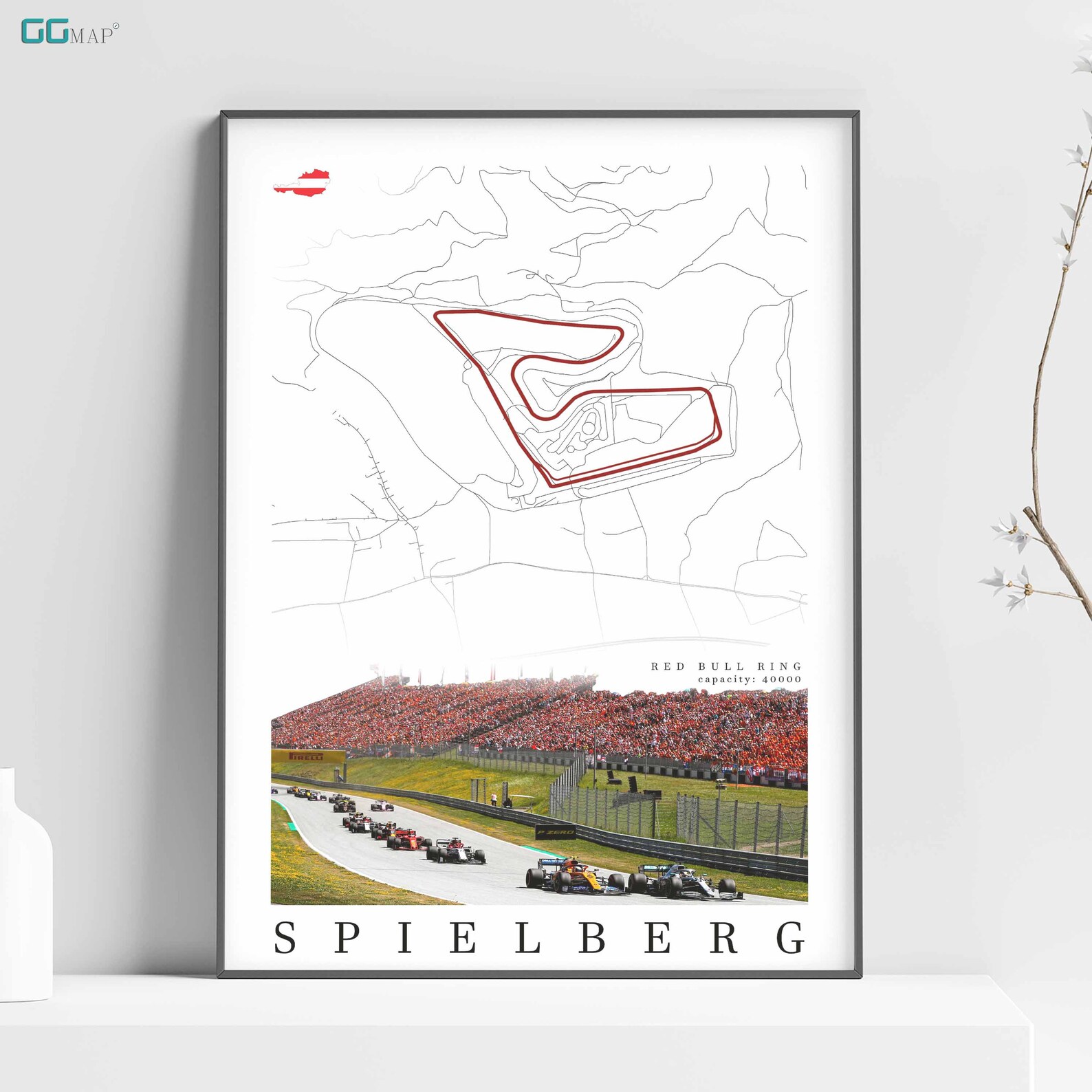 City Map of SPIELBERG Red Bull Ring Home Decor Spielberg Wall Decor ...