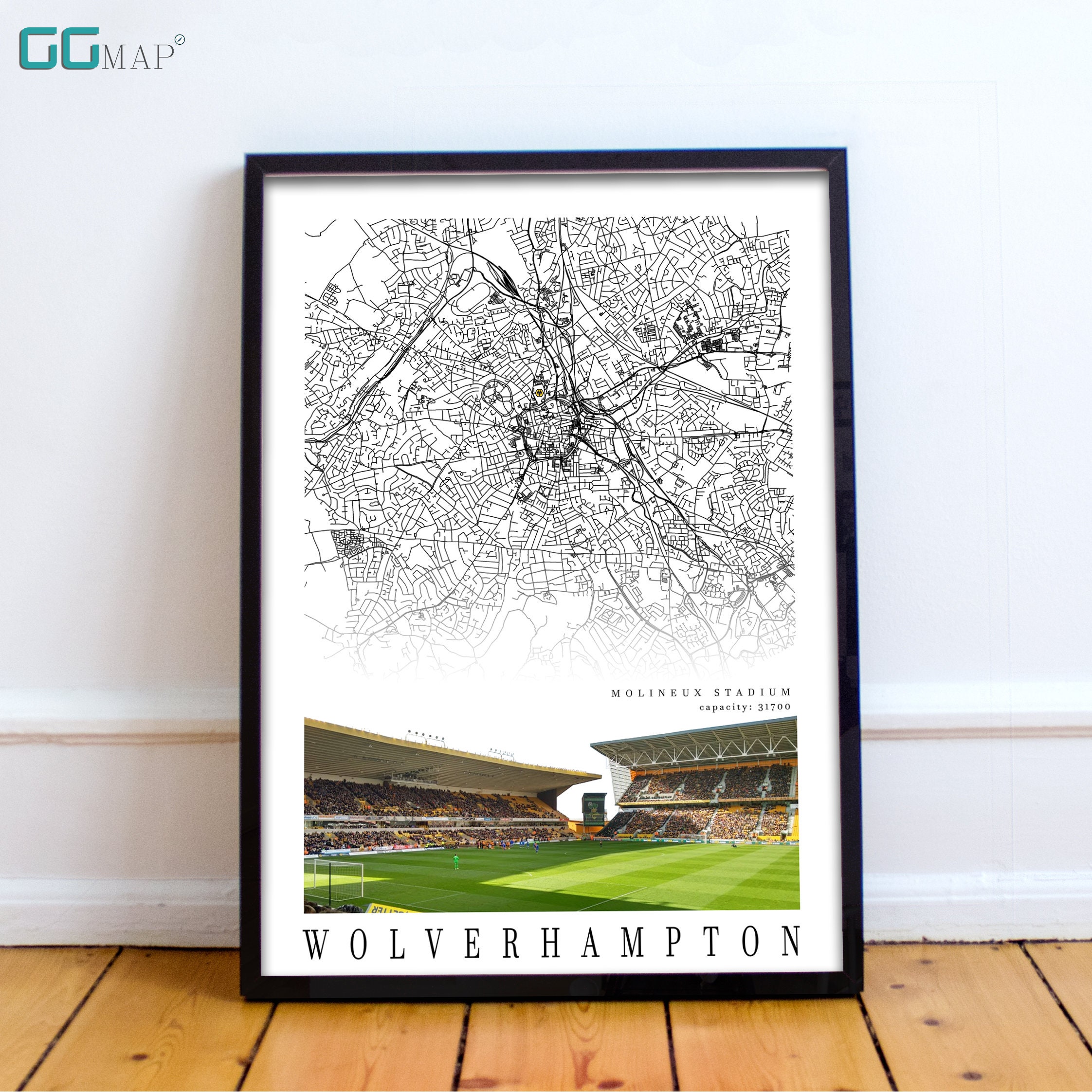 City Map of WOLVERHAMPTON Stadion Molineux Home Decor - Etsy