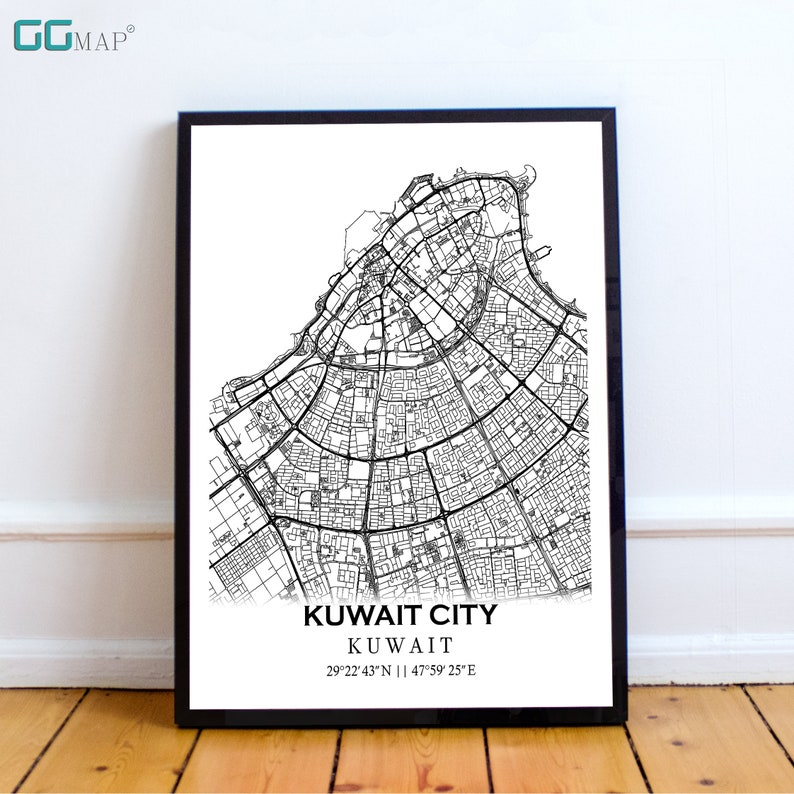 City Map of KUWAIT CITY Home Decor Wall Decor office Map travel Map ...