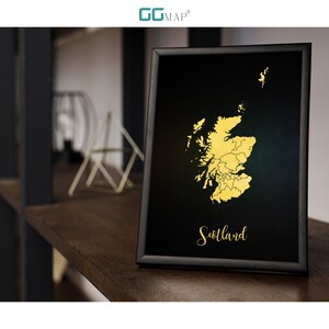 SCOTLAND Map Scotland Gold Map Travel Poster Home Decor Wall Decor ...