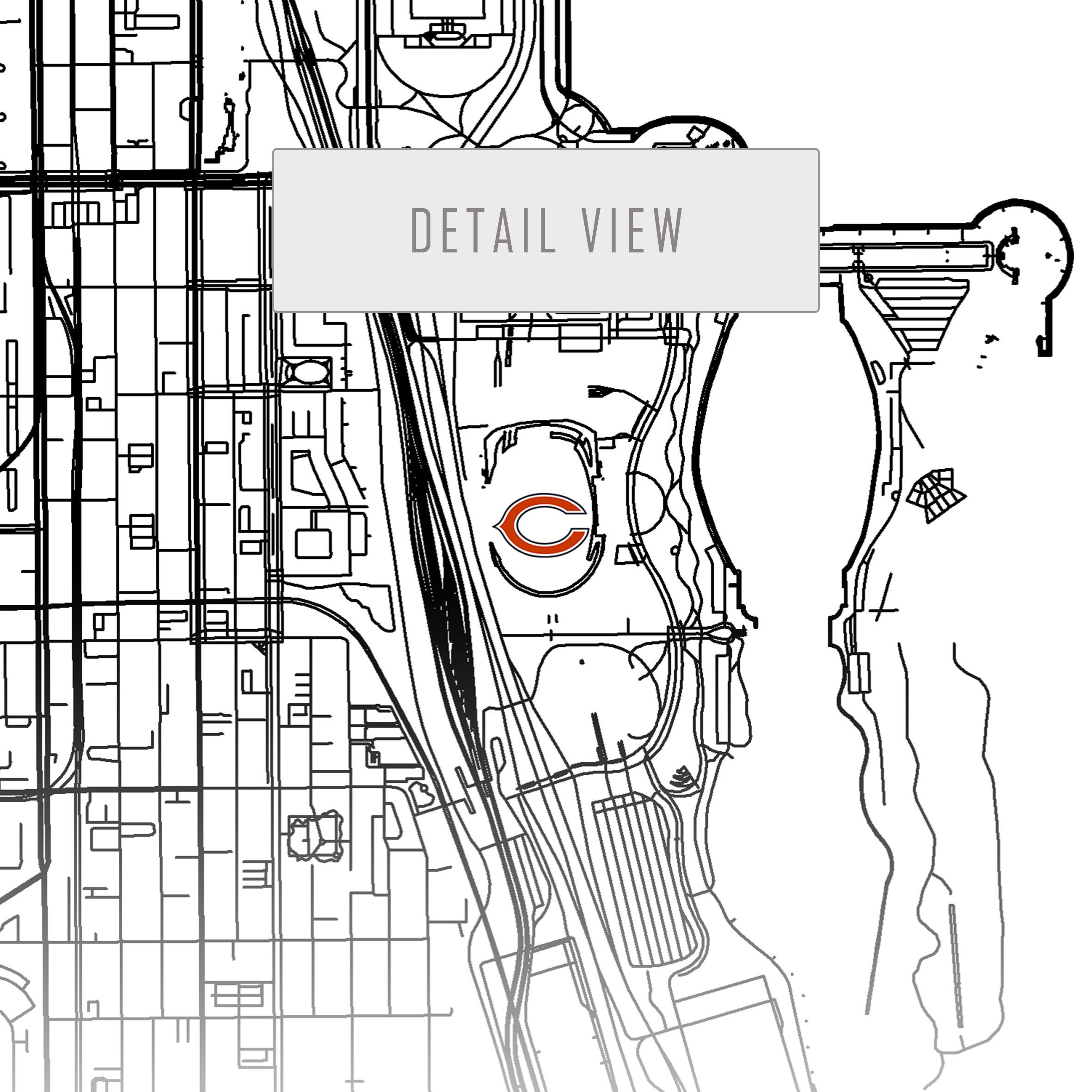 City Map of CHICAGO Soldier Field Stadium Poster Home Decor Chicago ...
