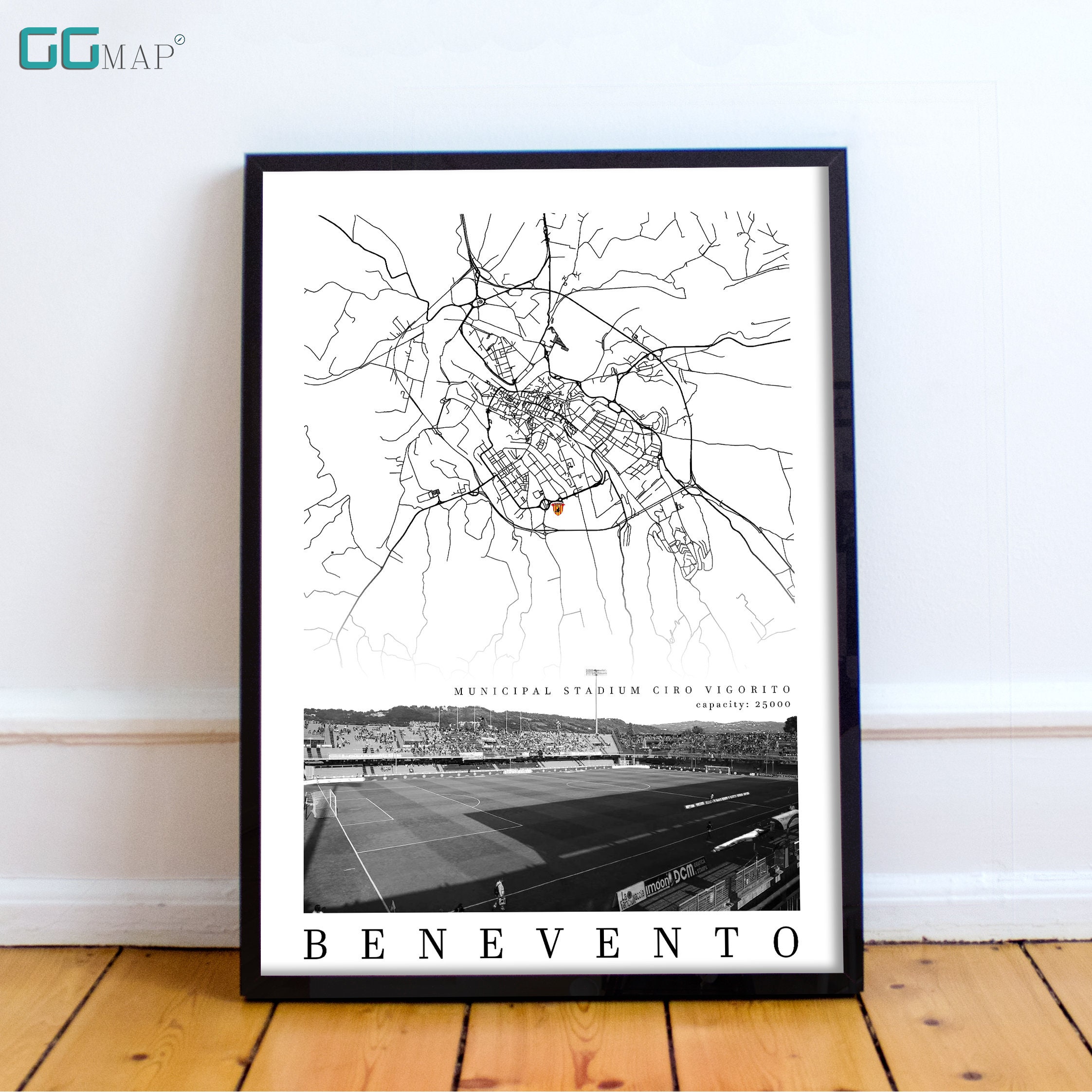 City Map of BENEVENTO BENEVENTO CALCIO Municipal Stadium - Etsy
