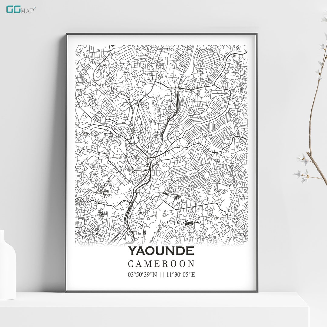 City Map of YAOUNDE Home Decor Wall Decor Office Map Travel Map Print ...