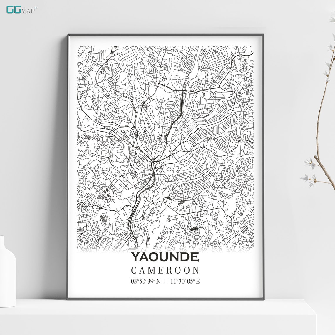 City Map of YAOUNDE Home Decor Wall Decor Office Map - Etsy