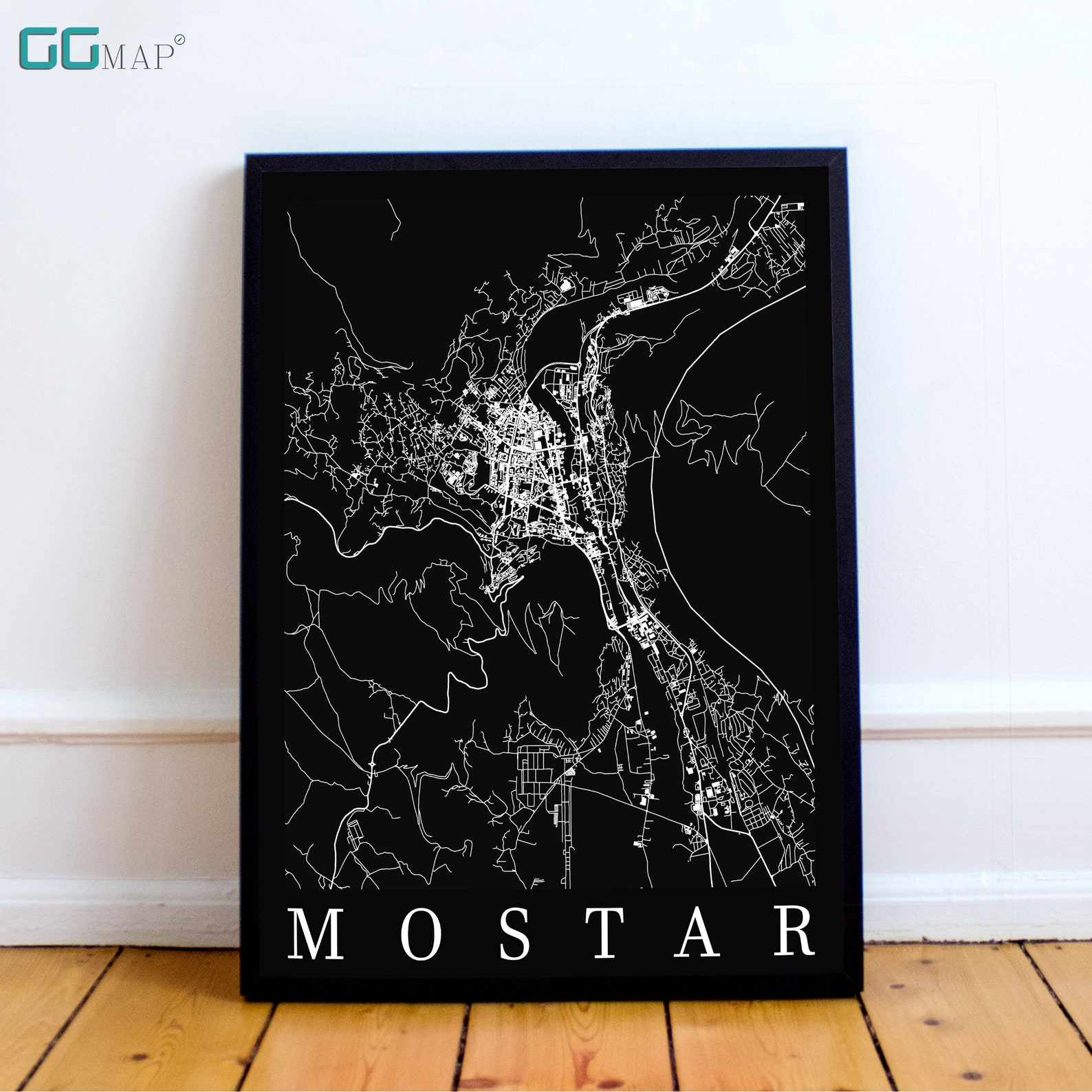 City Map of MOSTAR Home Decor Wall Decor Office Map Travel Map Print ...