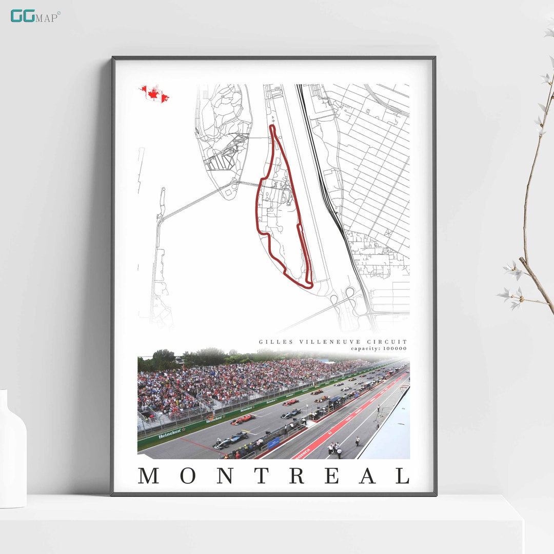 City Map of MONTREAL Circuit Gilles-villeneuve Home Decor Montreal Wall ...