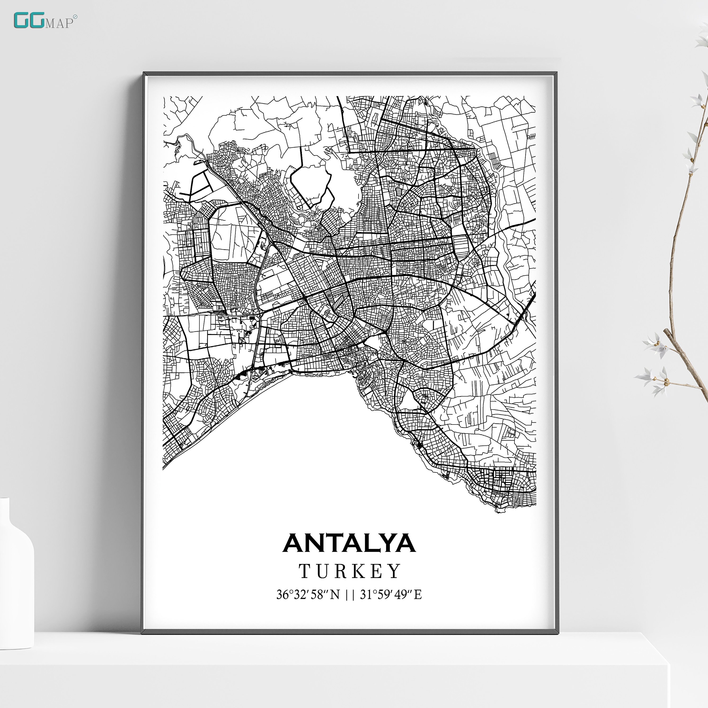 City Map of ANTALYA Antalya Classic Map Home Decor Travel Map Print Map ...