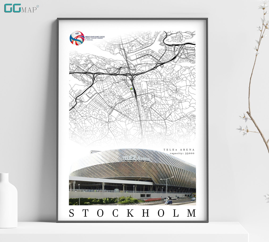 City Map of STOCKHOLM Tele2 Arena Home Decor Tele2 Arena - Etsy