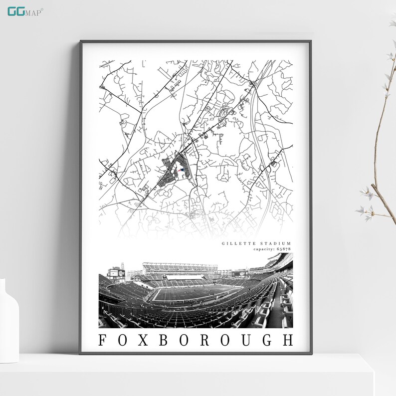 City Map of FOXBOROUGH Gillette Stadium New England - Etsy