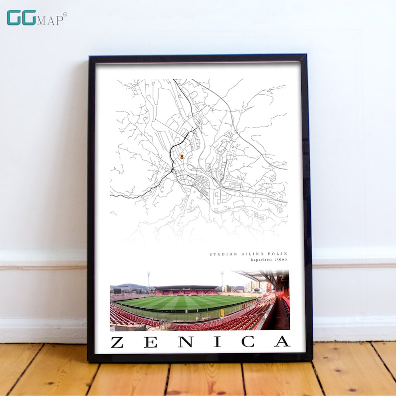 City Map of ZENICA Bilino Polje Home Decor Zenica Bilino - Etsy