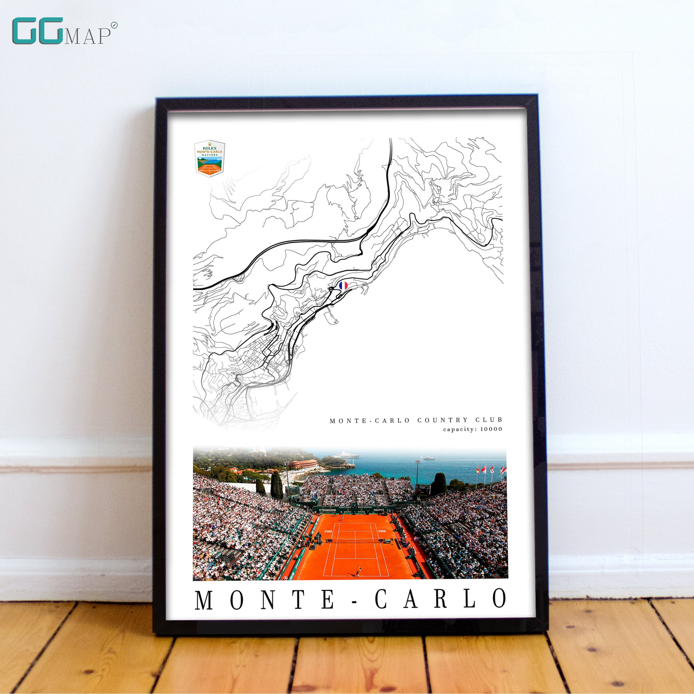 City Map of MONTE-CARLO Monte-c Country Club Decor Rolex Masters Decor ...