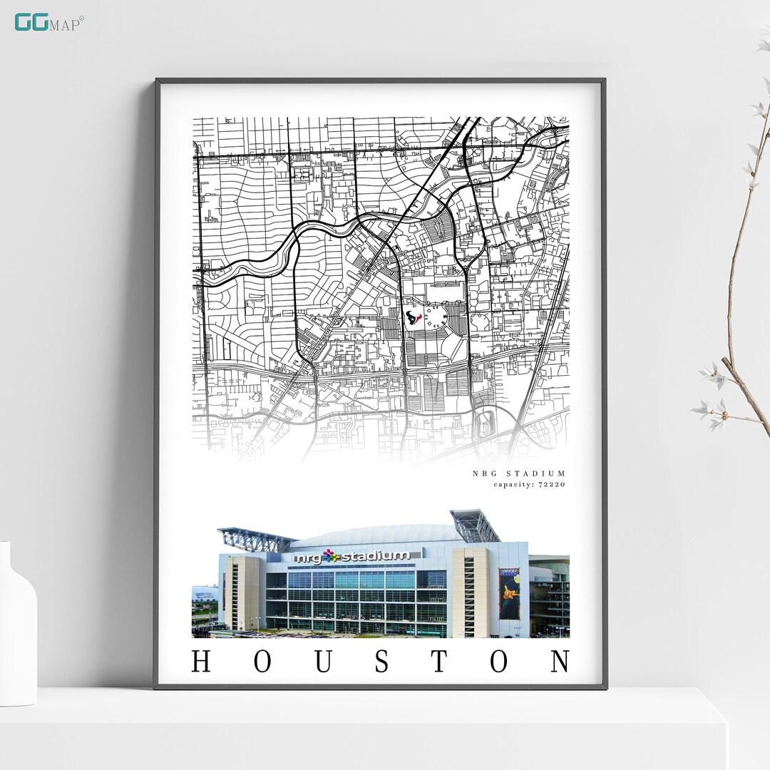 City Map of HOUSTON - NRG Stadium - Home Decor Houston - Houston Decor ...