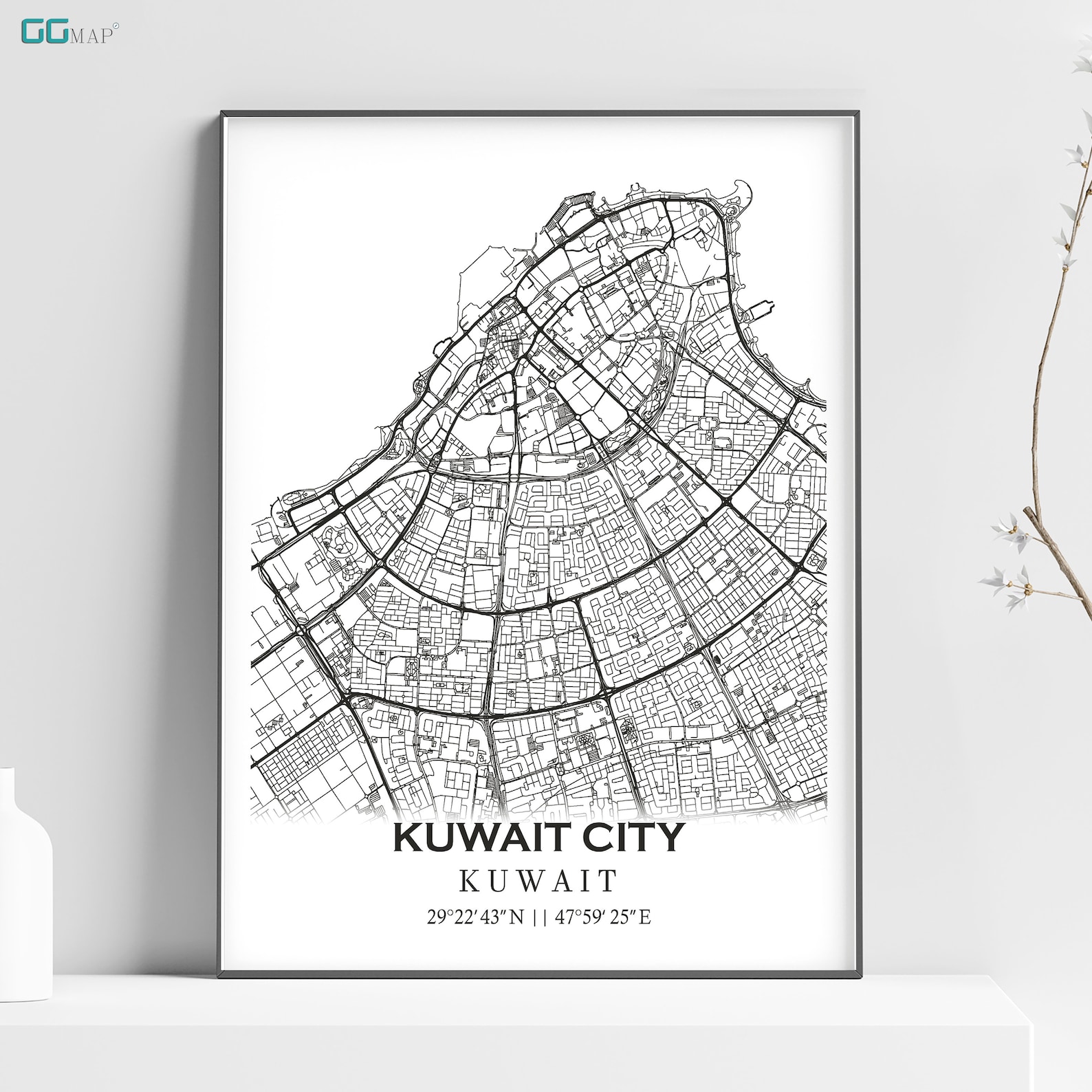City Map of KUWAIT CITY Home Decor Wall Decor office Map travel Map ...