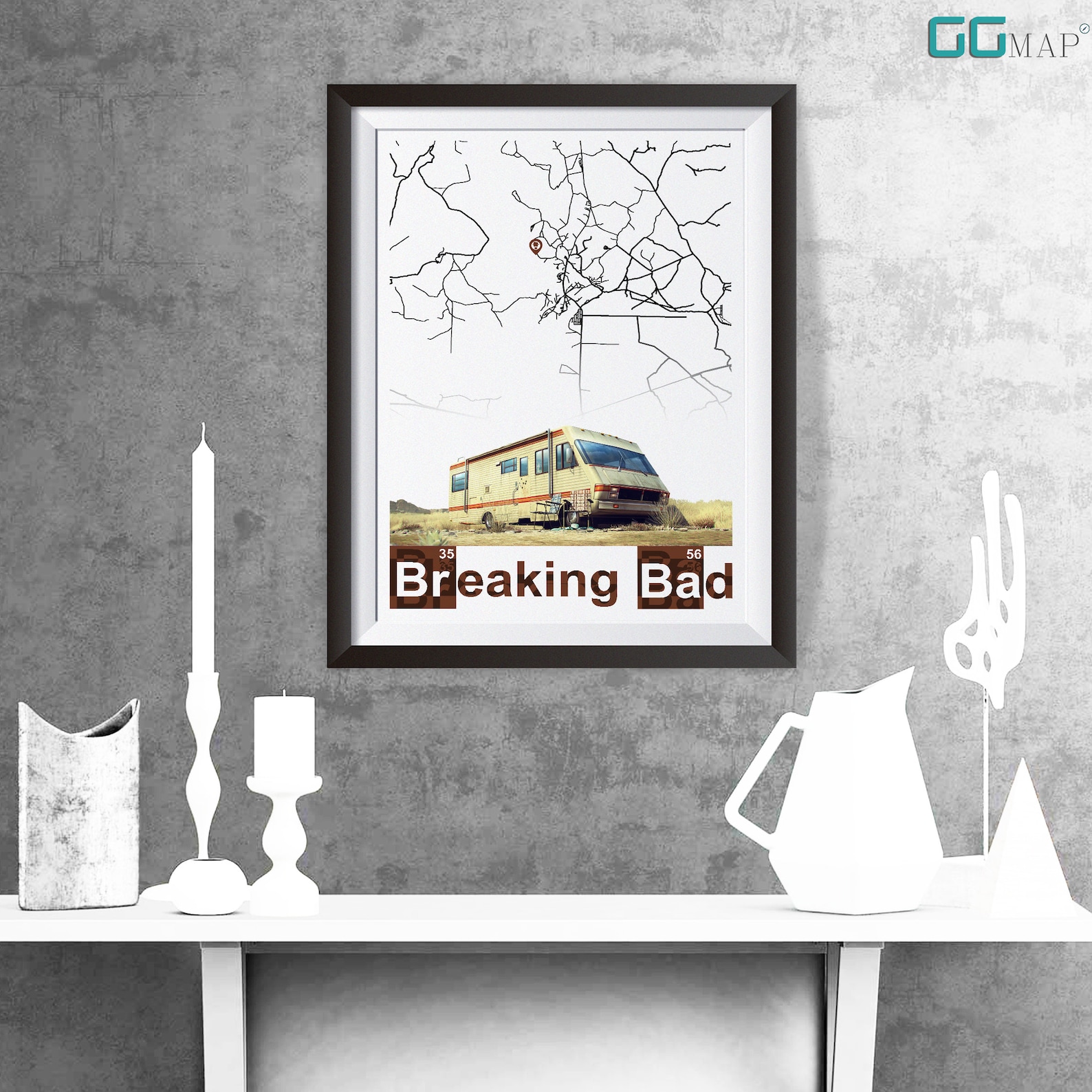 BREAKING BAD Map of Albuquerque Breaking Bad Gift Breaking Bad Poster ...