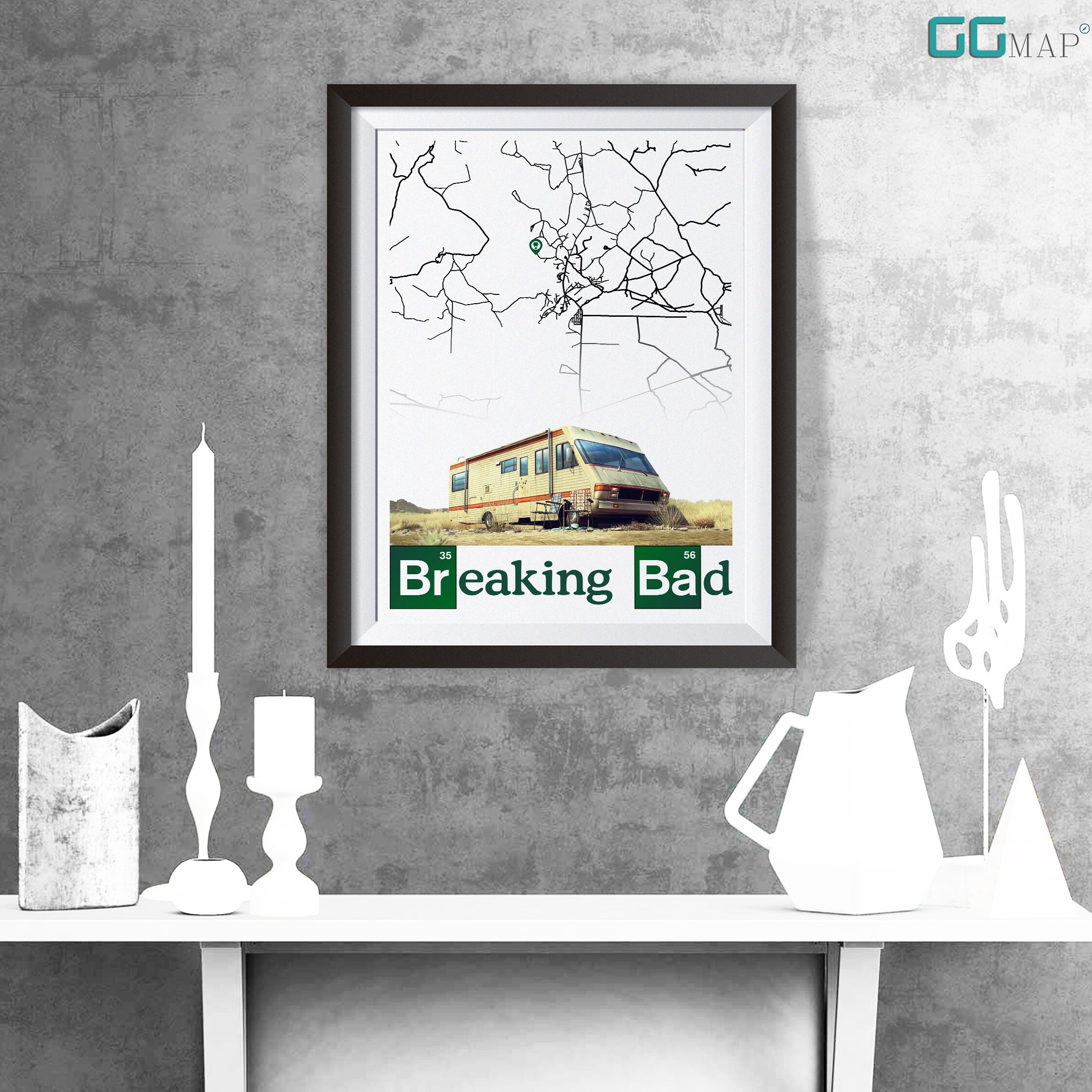 BREAKING BAD Map of Albuquerque Breaking Bad Gift Breaking Bad Poster ...