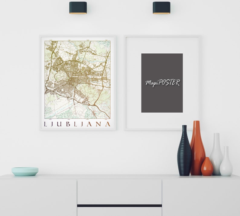 VINTAGE Map of LJUBLJANA Home Decor Wall Decor Office Map Travel Map ...