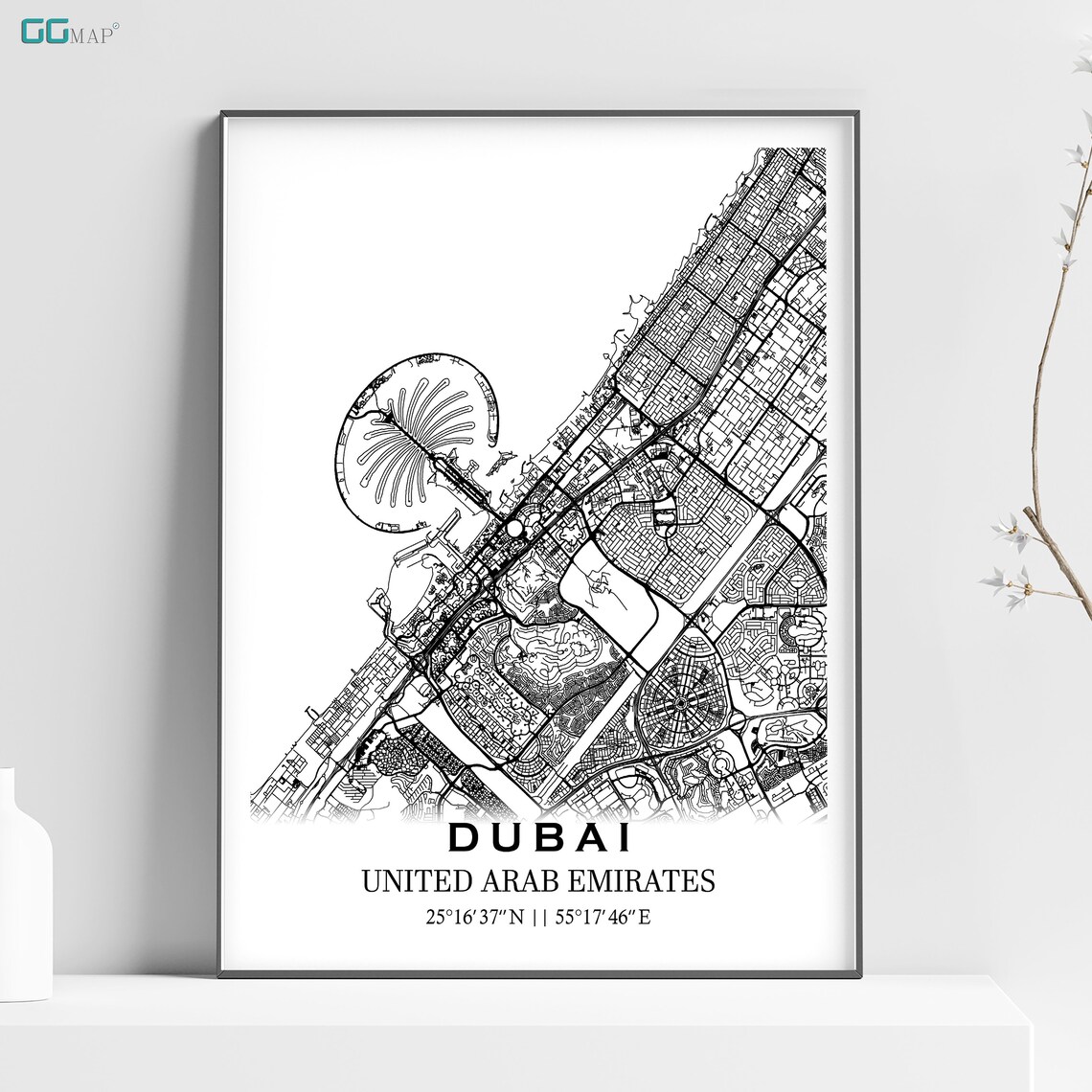 City Map of DUBAI Dubai Classic Map Home Decor Travel - Etsy