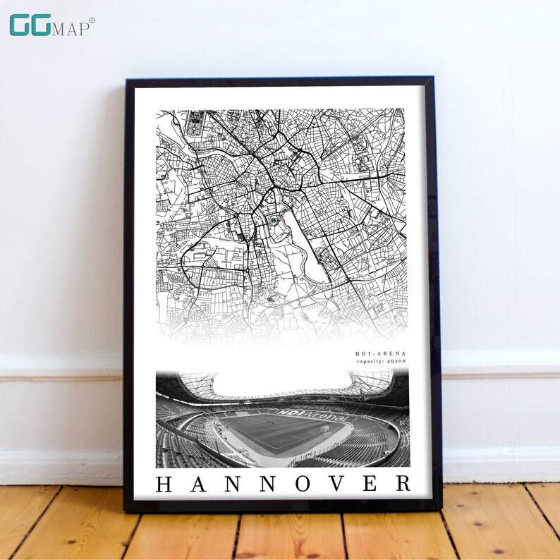 City Map of HANNOVER HDI Arena Stadion Home Decor HDI - Etsy