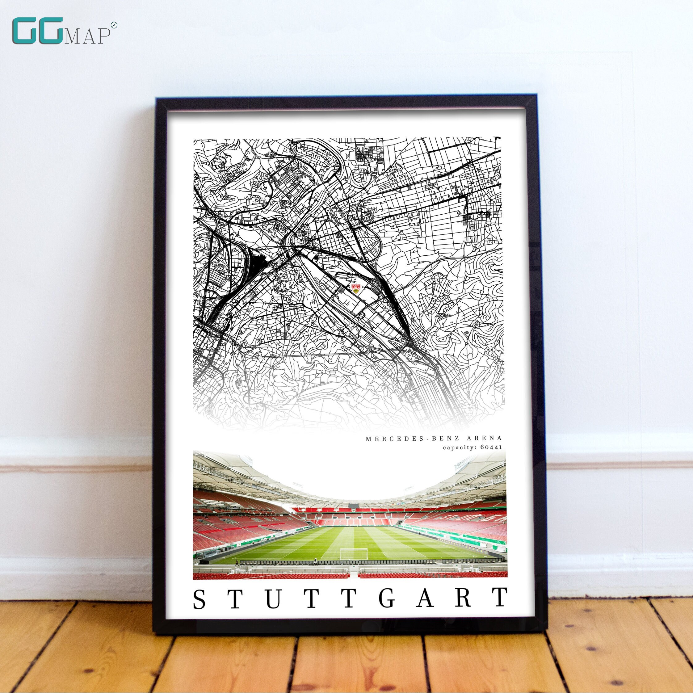 City Map of STUTTGART Mercedes-benz Arena Home Decor Mercedes-benz ...